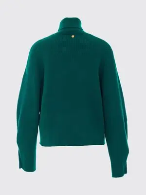 Liu Jo Ribbed Turtleneck Jumper With Brooch And Metallic Mesh