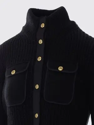 Pinko Ribbed Knit Mock Neck Sweater With Pocket Details