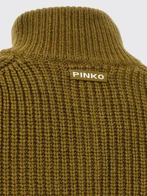 Pinko Ribbed Knit Mock Neck Sweater With Pocket Details - Green