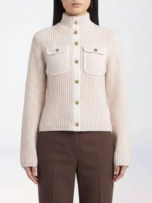 Pinko Ribbed Knit Mock Neck Sweater With Pocket Details - White