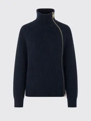 Liu Jo Ribbed Wool Blend Turtleneck Jumper With Off-centre Zip