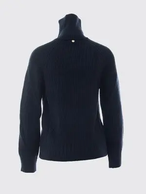 Liu Jo Ribbed Wool Blend Turtleneck Jumper With Off-centre Zip