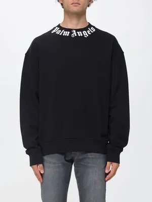 Palm Angels Relaxed Fit Cotton Crewneck Sweatshirt With Printed Logo - Black