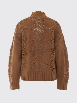 Liu Jo Open-knit Roll Neck Jumper In Wool Blend With Back Logo