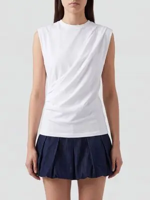GANNI Draped Jersey Top - White