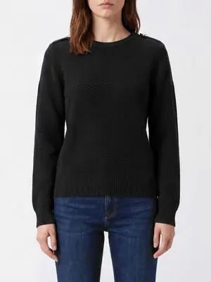 Liu Jo Viscose Blend Jumper With Back Monogram And Buttons - Black