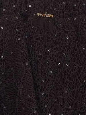 TWINSET A-line Lace Mini Skirt With Sequins And An Elasticated High Waist