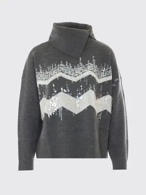 Liu Jo Wool Blend Turtleneck Jumper With Zig-zag Pattern And Sequins