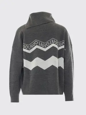 Liu Jo Wool Blend Turtleneck Jumper With Zig-zag Pattern And Sequins