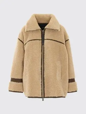 Pinko Oversized Shearling Jacket With Leather Trim