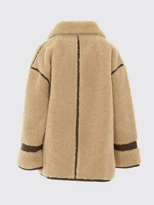 Pinko Oversized Shearling Jacket With Leather Trim