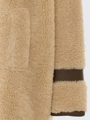 Pinko Oversized Shearling Jacket With Leather Trim