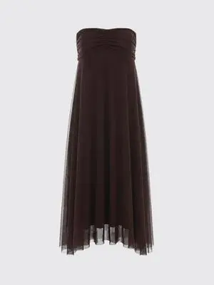 TWINSET Strapless Ruched Tulle Gown - Brown