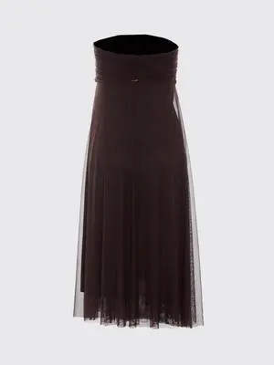 TWINSET Strapless Ruched Tulle Gown - Brown