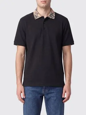 Burberry Cotton Polo Shirt With Check Collar And Ekd Logo Embroidery