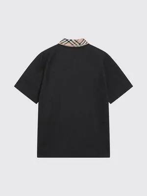 Burberry Cotton Polo Shirt With Check Collar And Ekd Logo Embroidery