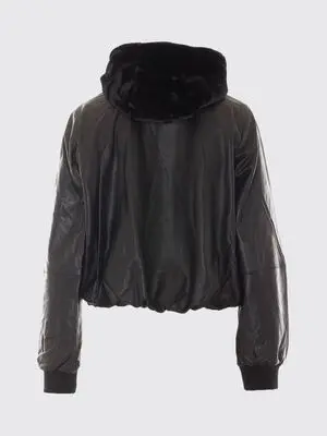 Moose Knuckles Leather Bomber Jacket With Fur-trimmed Hood