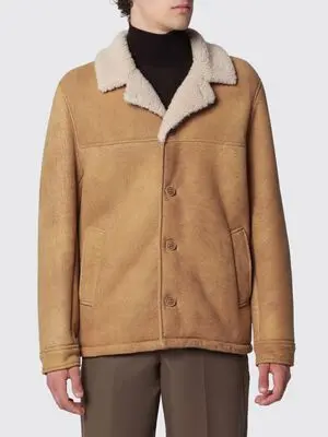 SALVATORE SANTORO Suede Sheepskin Jacket With Fur Collar - Beige
