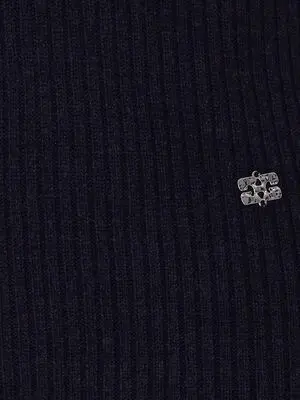 GANNI Ribbed Knit Sweater With Ruffle Neck