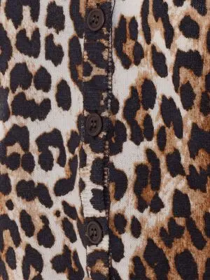 GANNI Leopard Print V-neck Cardigan