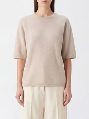 LISA YANG Short-sleeved Pure Cashmere Crewneck Jumper - Beige