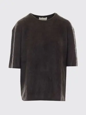 LISA YANG Short-sleeved Pure Cashmere Crewneck Jumper - Grey