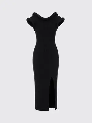 Elisabetta Franchi Ribbed Knit Midi Dress With Slit