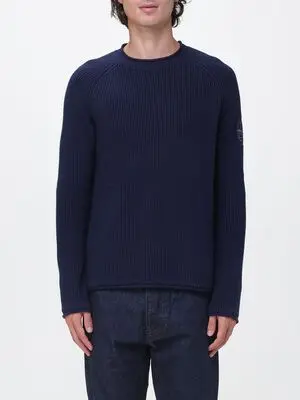 MURPHY&NYE Ribbed Cotton Crewneck Jumper With Embroidered Logo - Blue
