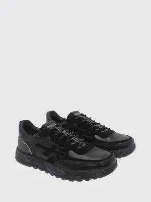 Premiata Nous Calf Leather Lace-up Sneakers With Serrated Sole