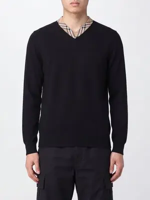 Burberry V-neck All-over Vintage Check Wool Jumper - Black