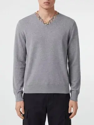 Burberry Vintage Check Pure Wool V-neck Jumper - Grey