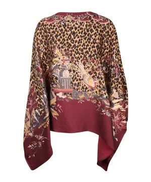 Etro Leopard-print Floral-pattern Poncho - Brown
