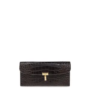 TOTEME T-lock Embossed Wallet - Black