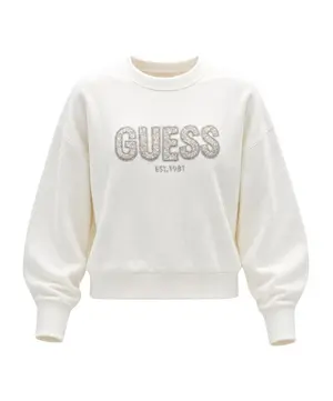Guess Logo Crew Neck Sweatshirt - White