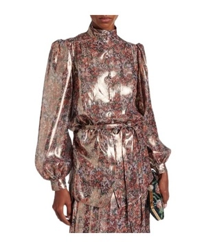 Valentino Garavani Floral Silk-blend Lamé Blouse