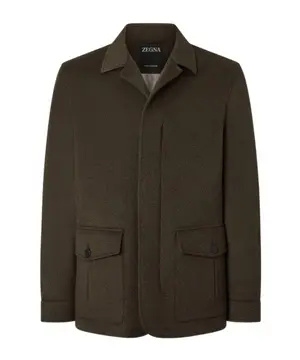 Zegna Long-sleeve Jacket With Leather Detailing