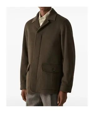 Zegna Long-sleeve Jacket With Leather Detailing