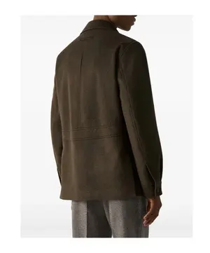 Zegna Long-sleeve Jacket With Leather Detailing