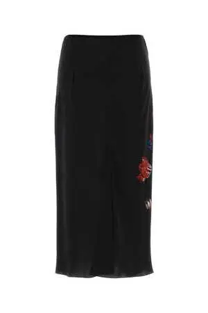 Dries Van Noten Floral Print Satin Midi Skirt