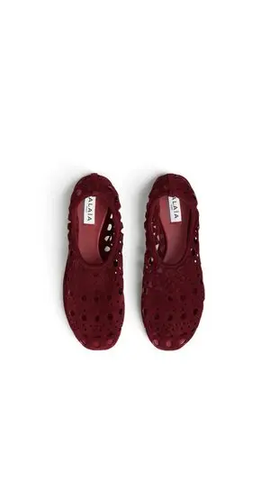 Alaïa Vienne Suede Calfskin Slippers - Cherry