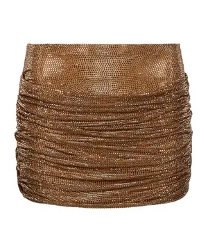 Giuseppe Di Morabito Embellished Ruched Mini Skirt - Gold