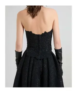 Ermanno Scervino Rebrode Lace Bustier With Tone-on-tone Crystals And V-shaped Hem