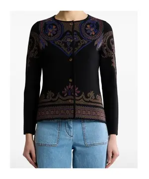 Etro Jacquard Cardigan With Foliage Motif