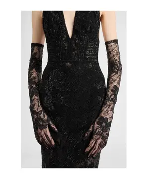Ermanno Scervino Chantilly Lace Mermaid Gown With Tonal Crystals
