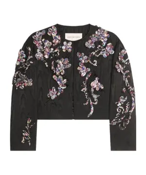 Dries Van Noten Embroidered Moiré Jacket - Black
