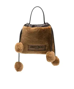 JIMMY CHOO Fur Top Handle Bag With Drawstring Closure
