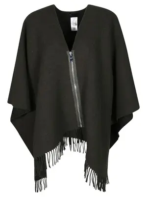 DONDUP Wool-blend Zip-up Cape - Verde