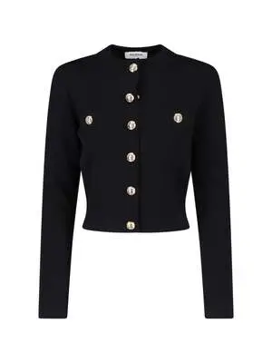 Balmain Cropped Button-front Jacket With Metallic Details - Black