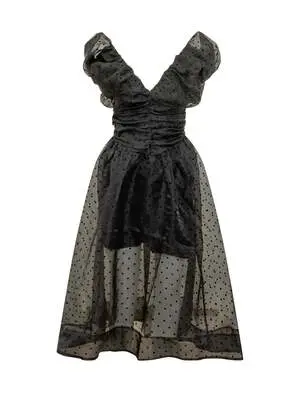 GANNI Polka Dot Sheer Maxi Dress - Black