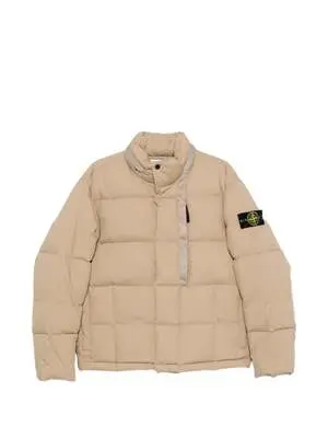 Stone Island Zip And Button Jacket With Side Pockets And Internal Storage - Beige